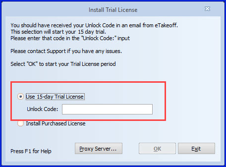 Unlock 15 Day Trial for eTakeoff Dimension - eTakeoff